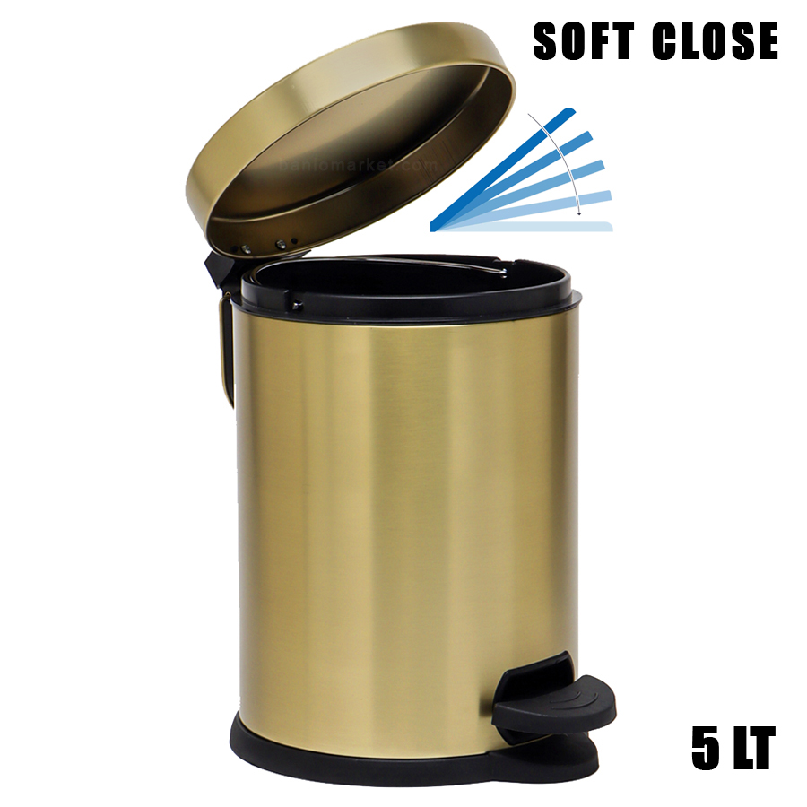 ΧΑΡΤΟΔΟΧΕΙΟ-ΚΑΔΟΣ ΜΠΑΝΙΟΥ BRONZE ΑΝΟΙΧΤΟ-BRUSH GOLD SATINE SOFT CLOSE ...