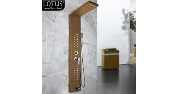 Στήλη Υδρομασάζ LOTUS® με Καταρράκτη & Βρύση Ντους Bronze Antique ...