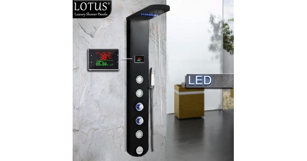 ΣΤΗΛΗ ΝΤΟΥΣ ΥΔΡΟΜΑΣΑΖ LOTUS® ΜΕ LED & ΨΗΦΙΑΚΗ ΟΘΟΝΗ INOX Black Mat ...