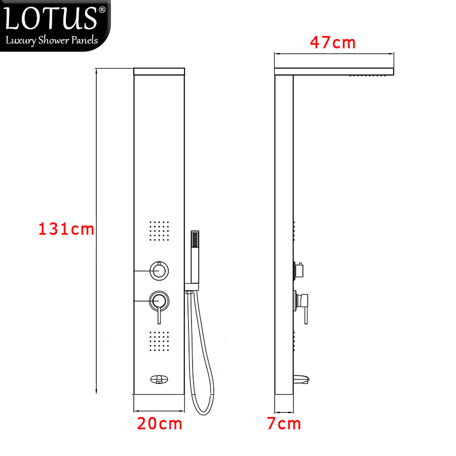 ΣΤΗΛΗ ΝΤΟΥΣ ΥΔΡΟΜΑΣΑΖ LOTUS® ΜΕ LED & ΒΡΥΣΗ INOX 304 Black Mat-Μαύρο ...