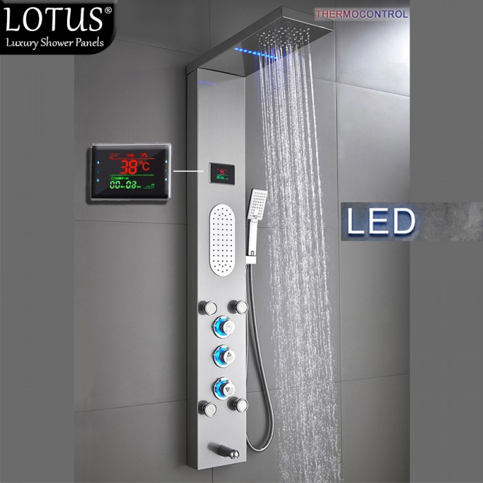 ΣΤΗΛΗ ΥΔΡΟΜΑΣΑΖ LOTUS® ME THERMOCONTROL ΝΤΟΥΣ INOX 304 ΘΕΡΜΟΣΤΑΤΙΚΗ ΜΕ ...